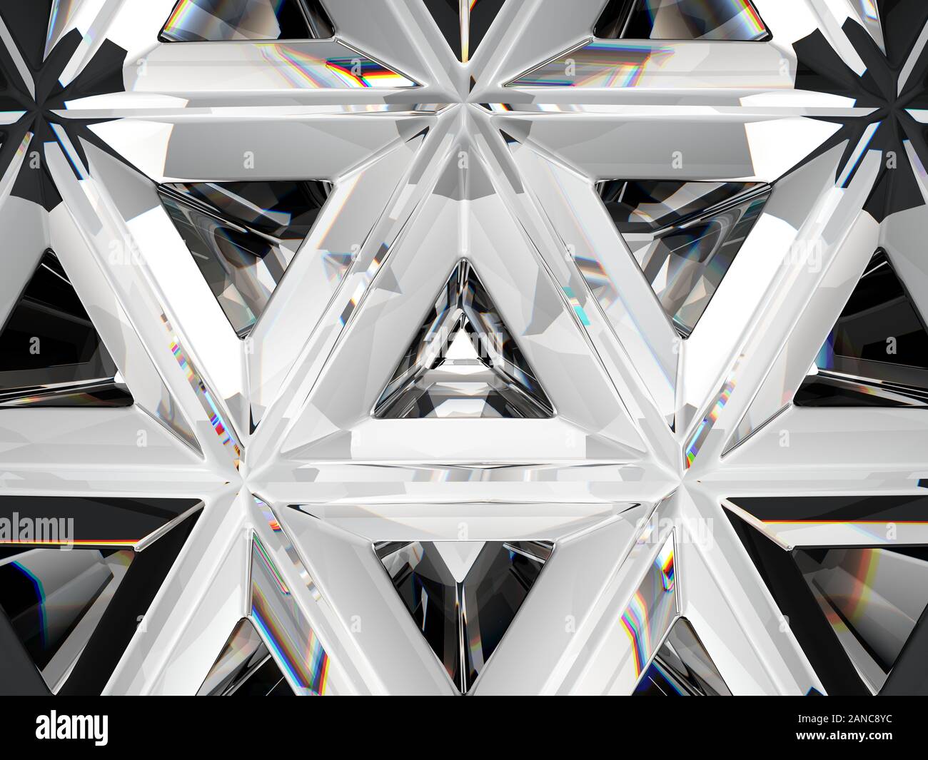 Gemstone diamond or shiny glass triangular texture kaleidoscope ...