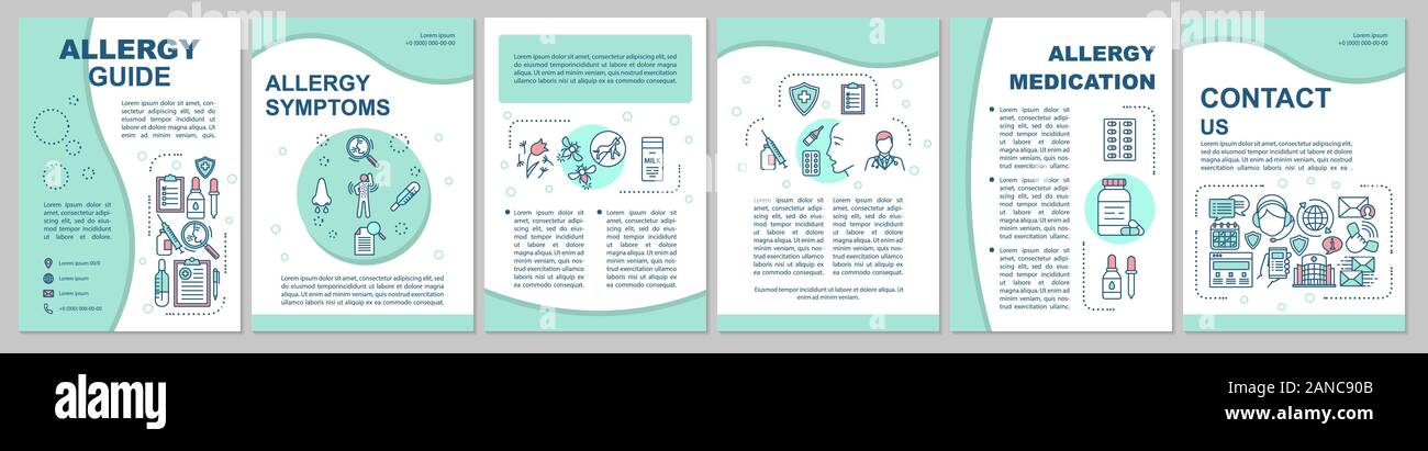 Allergy guide brochure template layout. Symptoms, treatment. Flyer ...