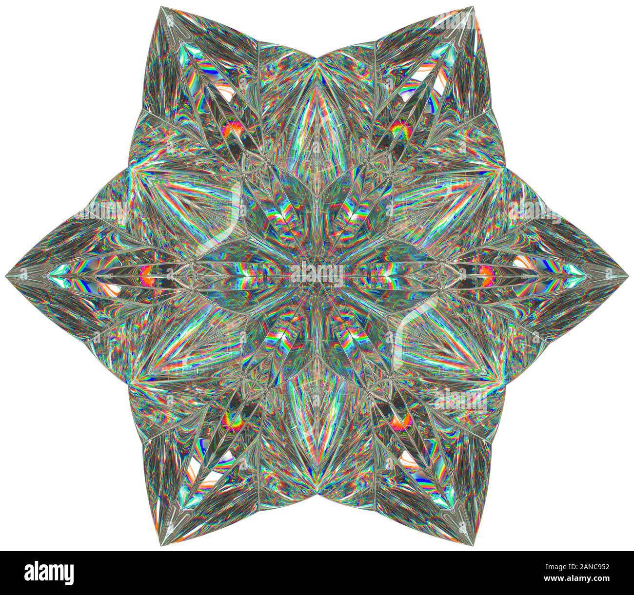 Star shape Gemstone or diamond texture closeup and kaleidoscope. 3d ...