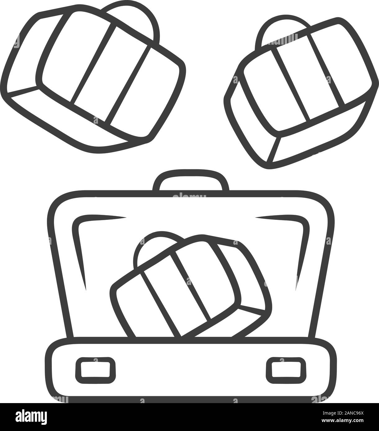 Suitcase packing, organising cubes linear icon. Organizer for baggage ...