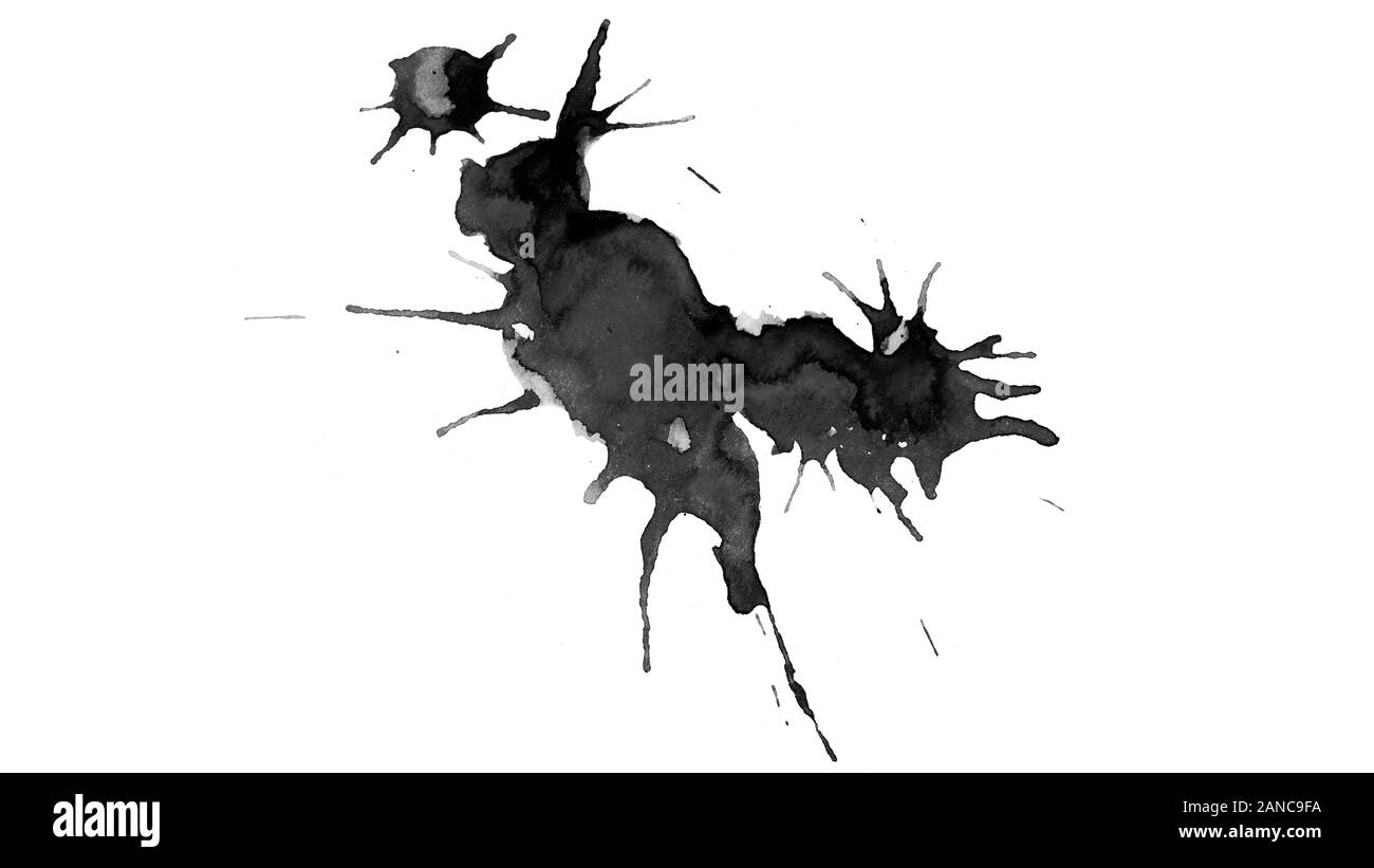Abstract black ink splash isolated on white. Black ink background Stock ...
