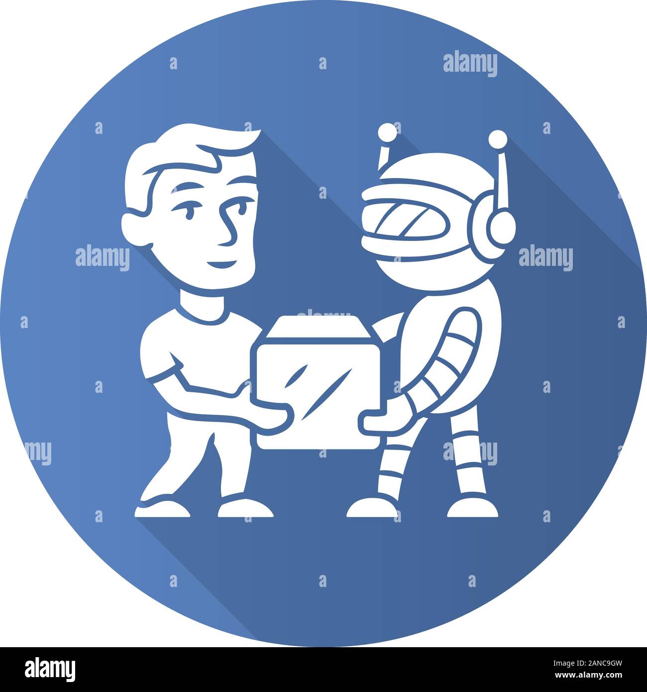 Transactional bot flat design long shadow glyph icon. Artificial ...