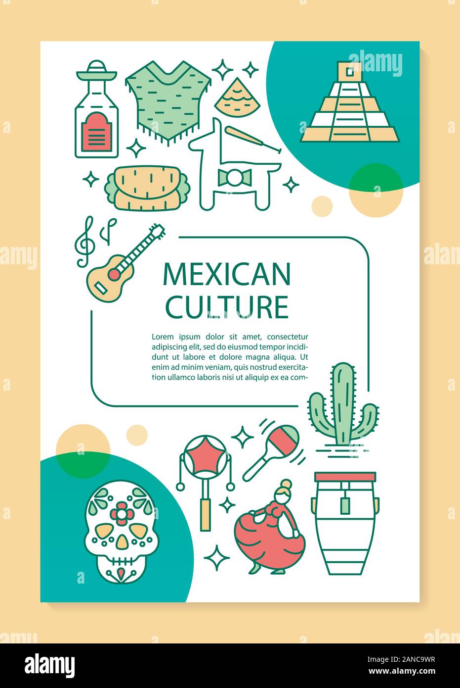 Mexican culture brochure template layout. Travel to Mexico. Flyer ...