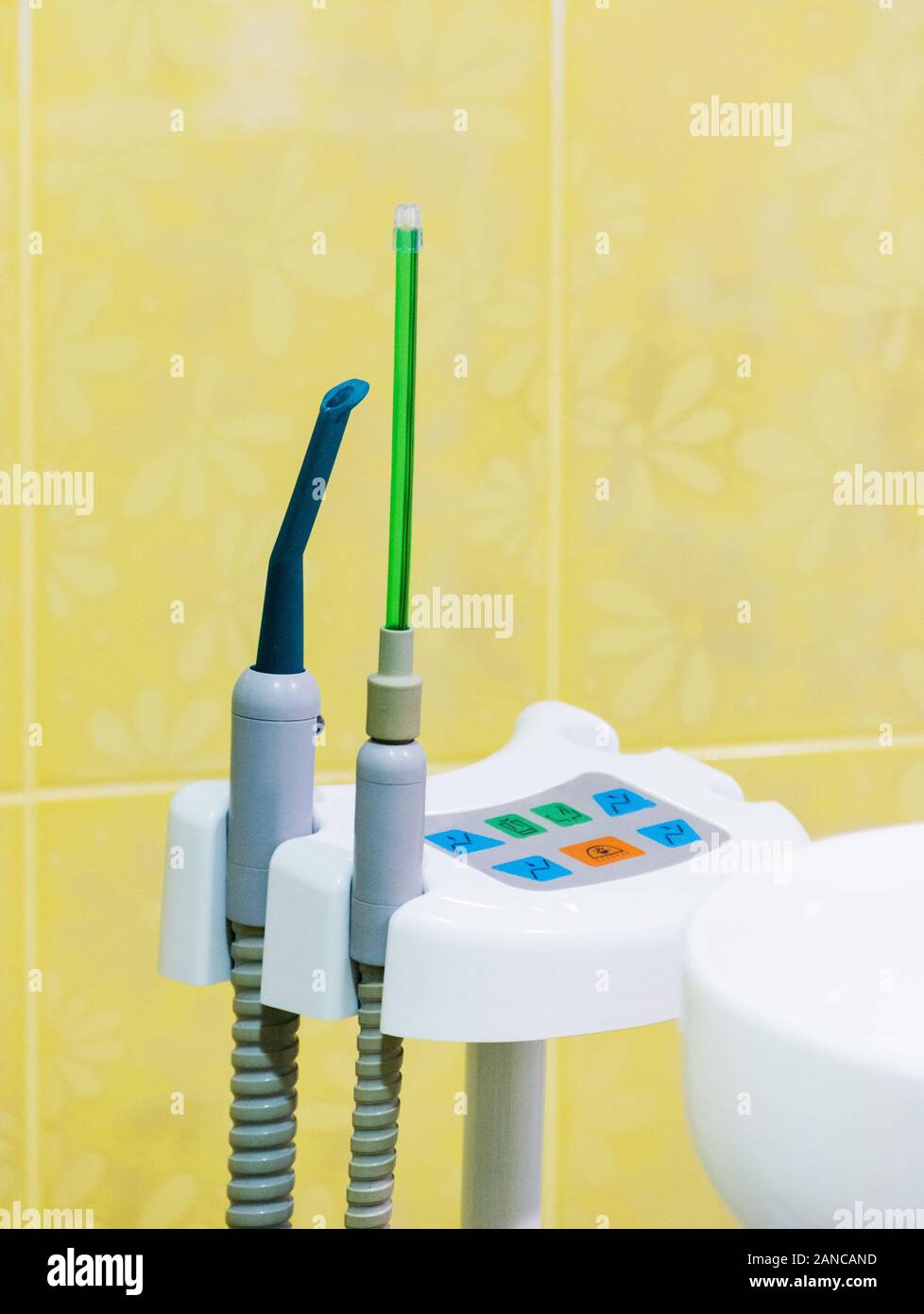 Stomatological tool kit. Closeup hightech Dentist equipments Stock ...