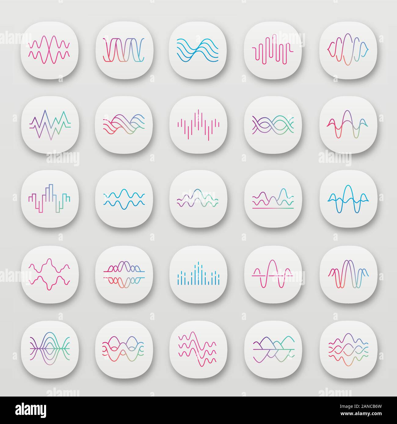 Sound And Audio Waves App Icons Set Uiux User Interface Music Digital Soundwaves Voice