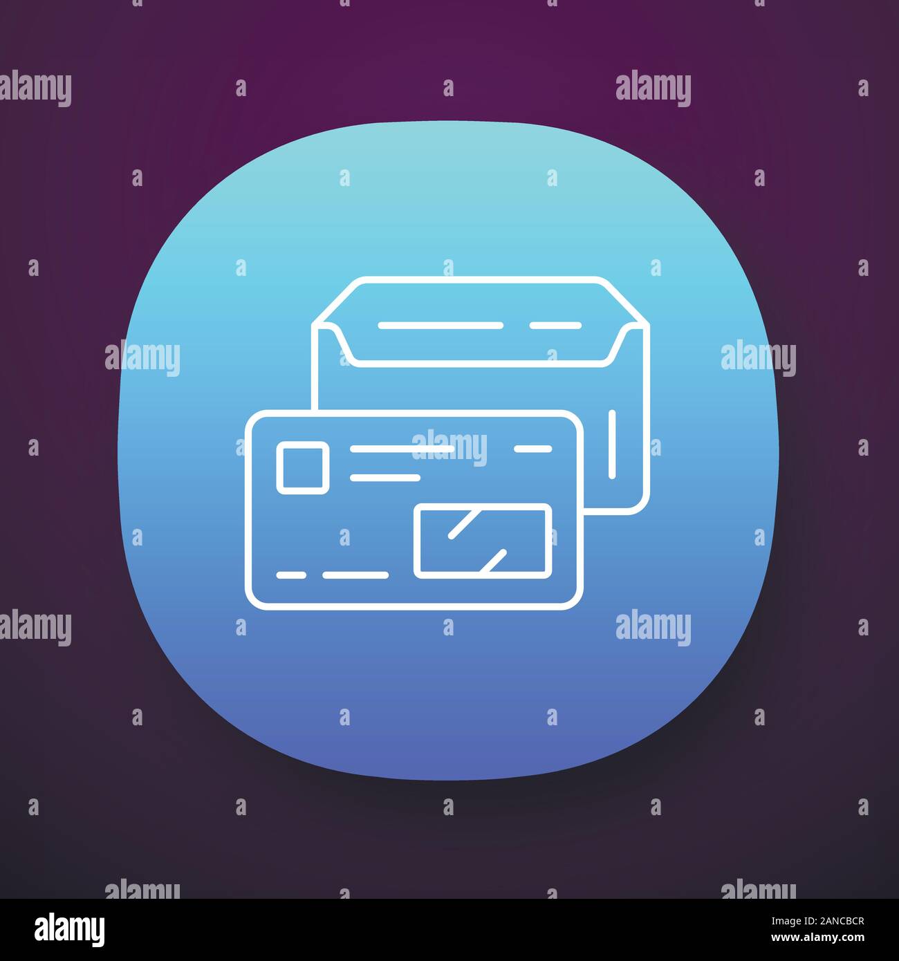 Open envelope and credit card app icon. UI/UX user interface. Web or ...