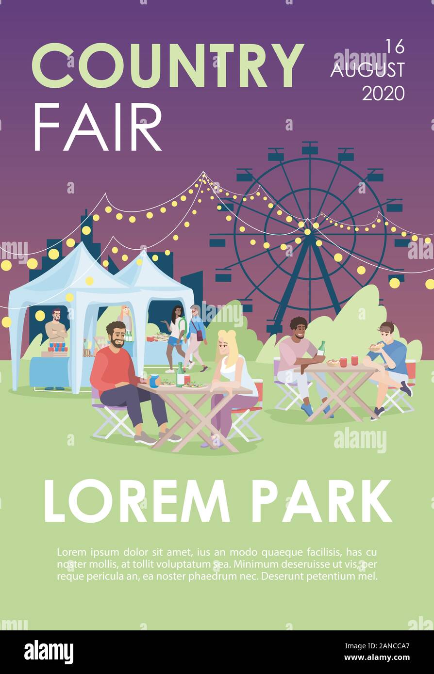 Country fair brochure template. Summer festival, carnival flyer ...