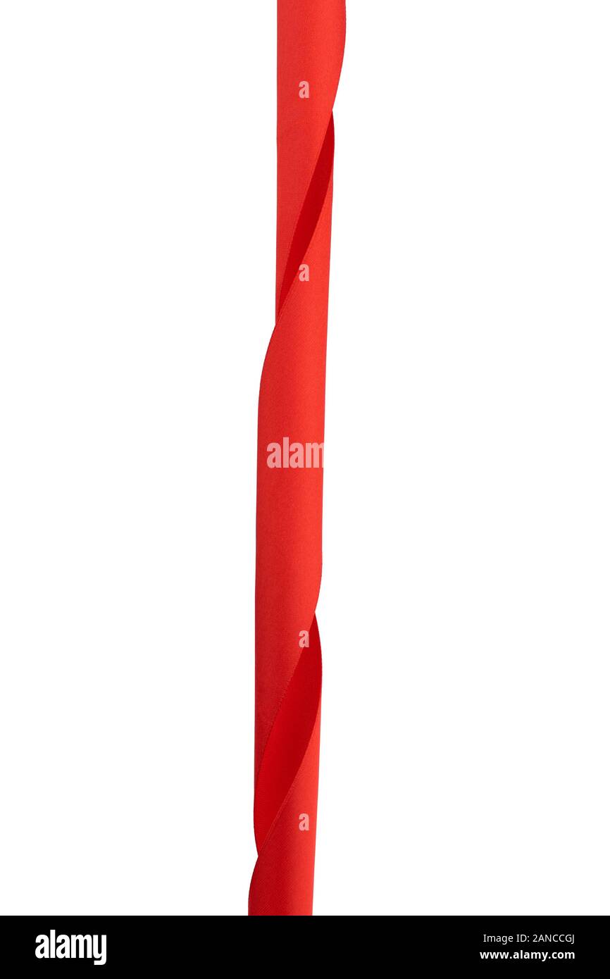 twisted end of green red ribbon isolated on white background, element ...