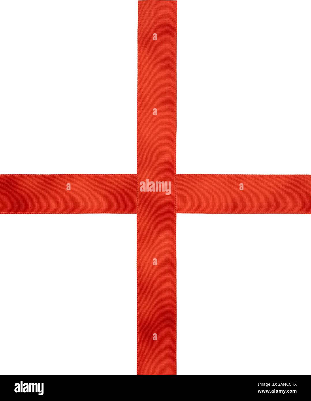 red satin ribbon cross to cross on white background, close up Stock ...