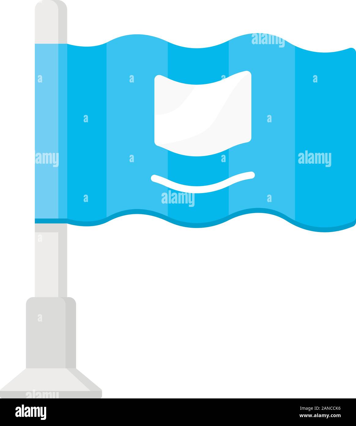 Small waving flag flat design color icon. Rectangular pennant on metal ...