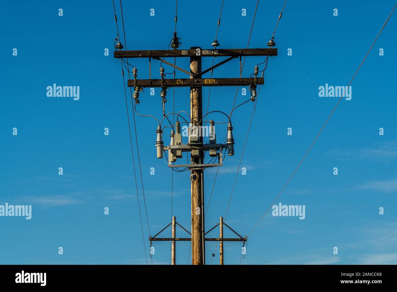 electric high voltage transmission lines Stock Photo - Alamy