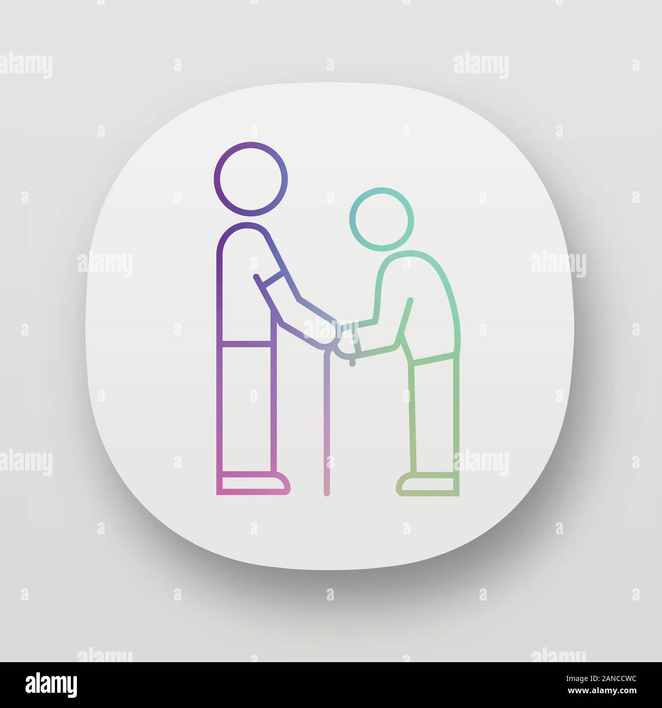 Elderly people help app icon. Assistance program for pensioners. Caring ...