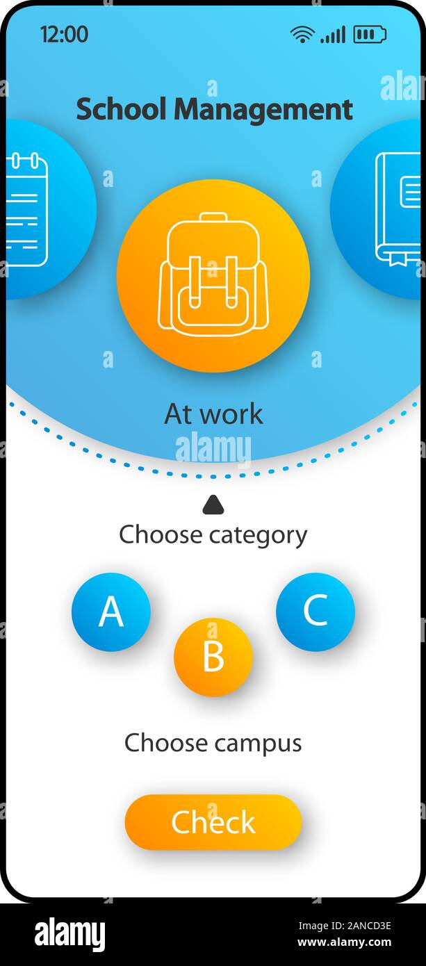 School planner smartphone interface vector template. Mobile app page ...