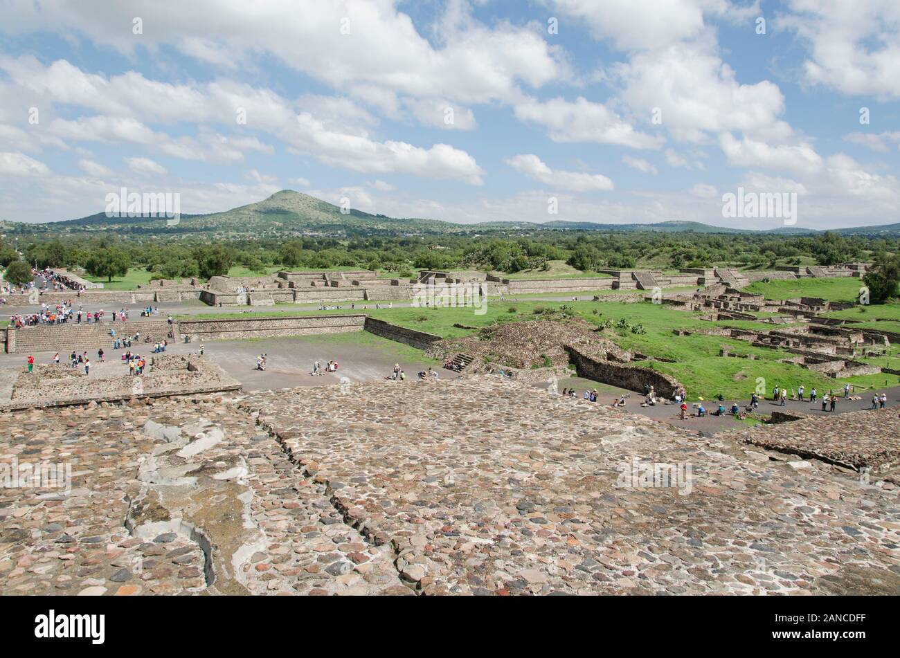 View from the pyramid of the sun, in Teotihuacan, an ancient ...