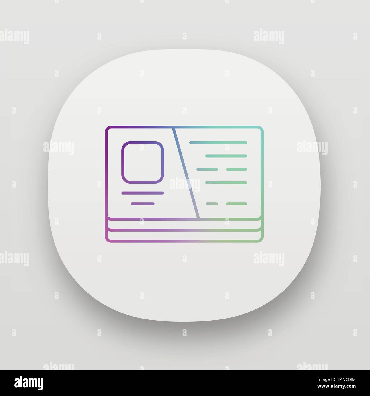 Visiting cutaway, business card app icon. UI/UX user interface. Web or mobile application ...