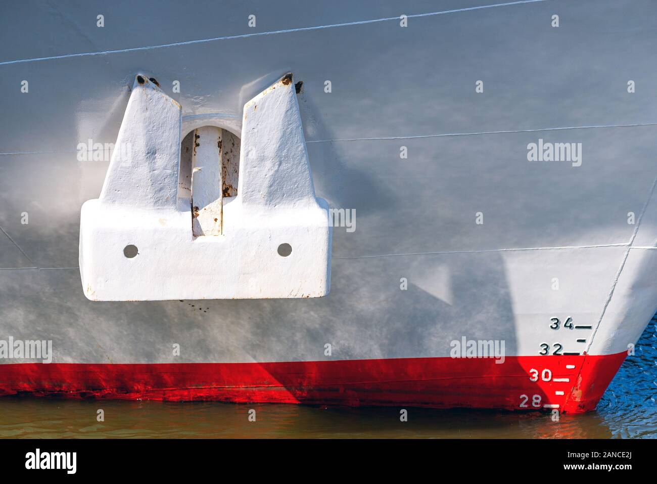 Ship with anchor and draft scale numbering side on waterline Stock ...