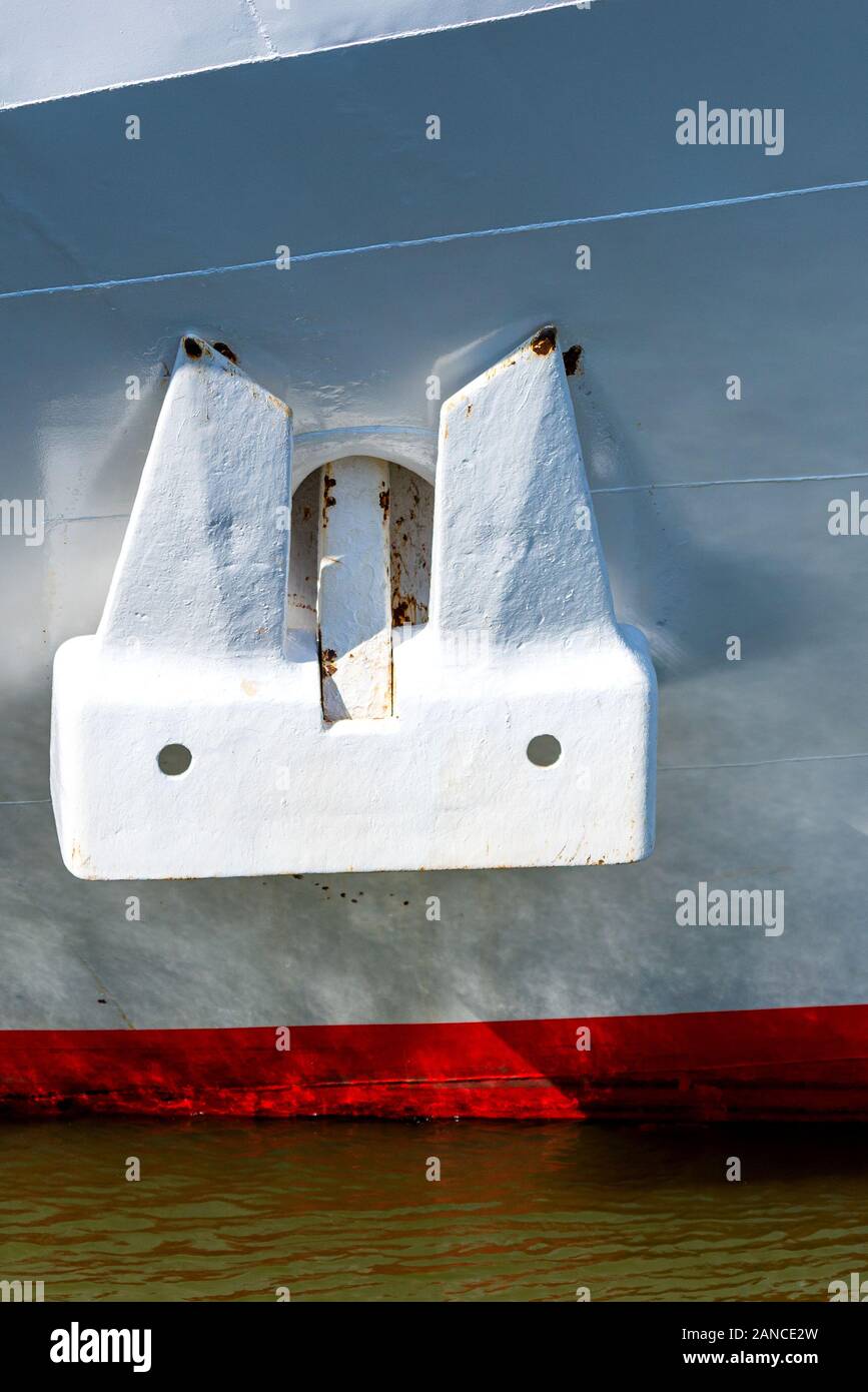 Ship with anchor and draft scale numbering side on waterline Stock ...