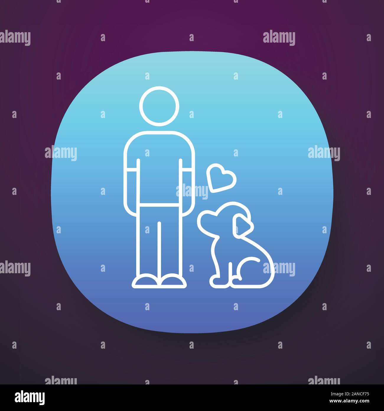 Animals welfare and help app icon. Pup and master. Pet adoption from ...