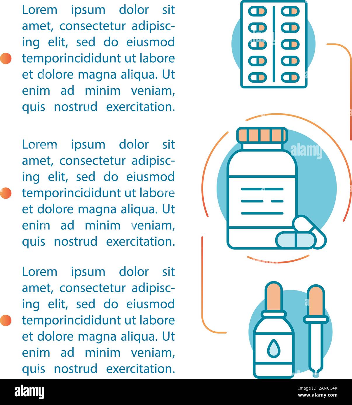 Allergy medications article page vector template. Antihistamine drugs ...