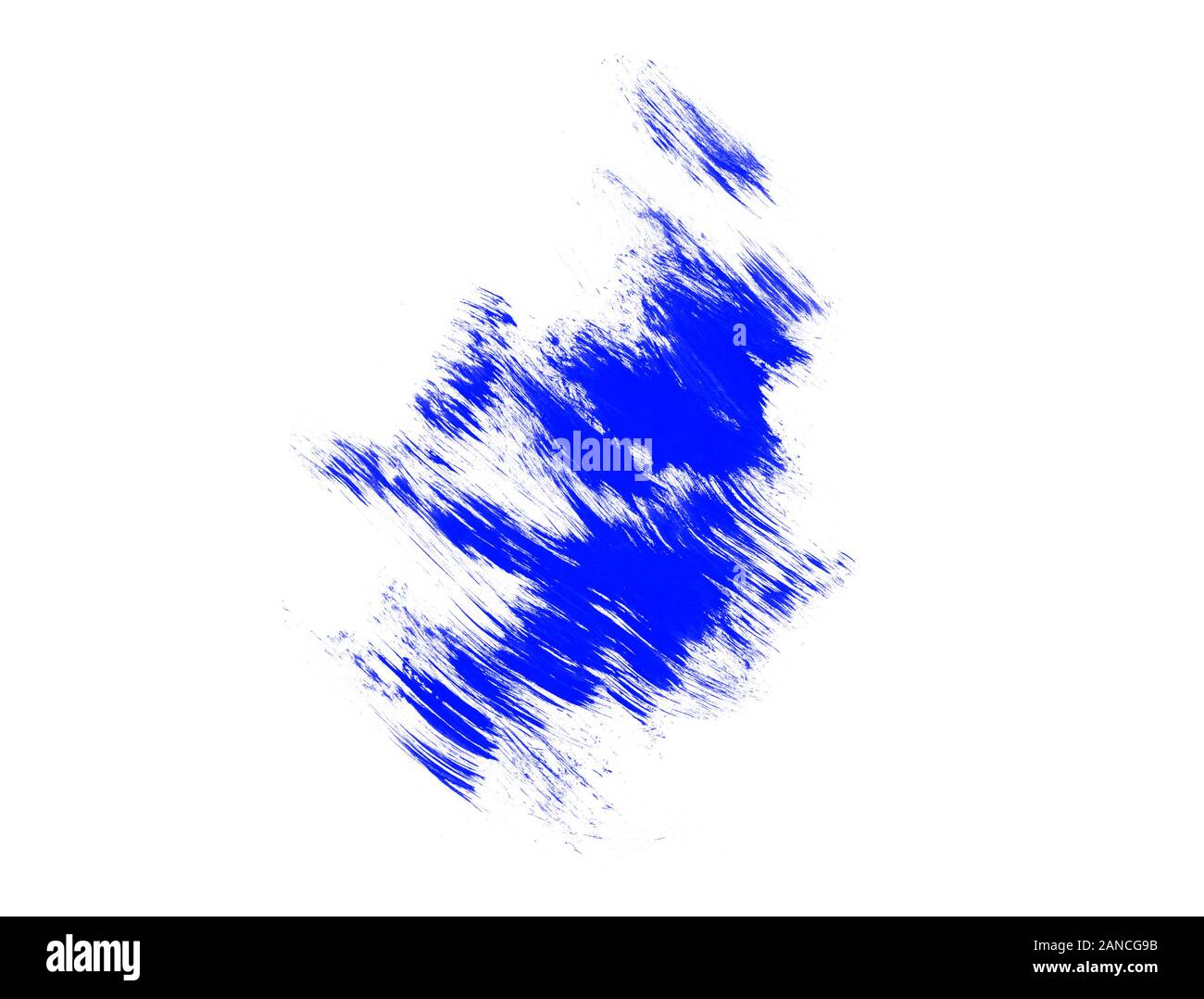 Blue watercolor smears on white background. Blue isolated brush ...