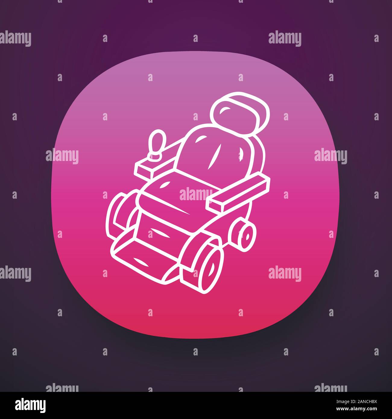 Motorized wheelchair app icon. Mobility aid device for disabled people ...