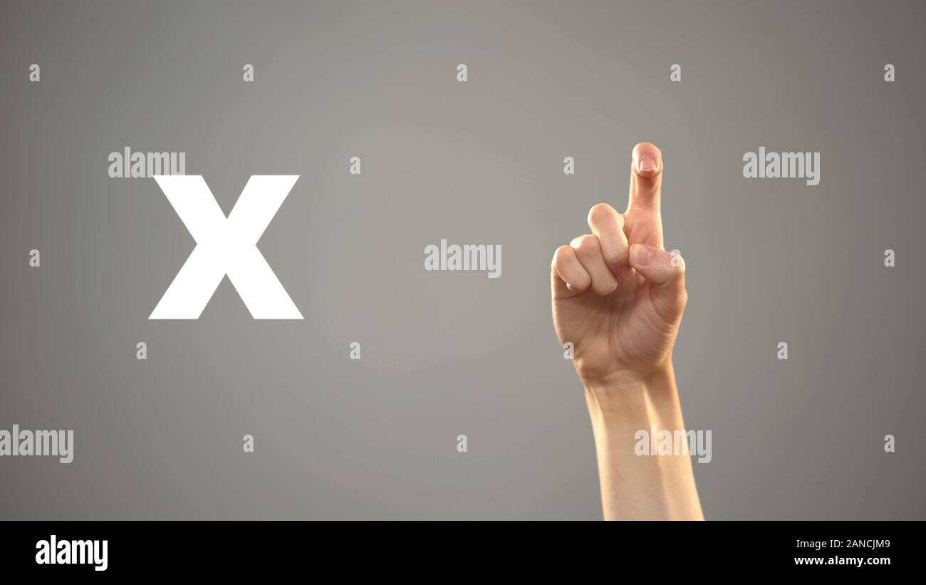 Letter X in sign language, hand on background, communication for deaf ...