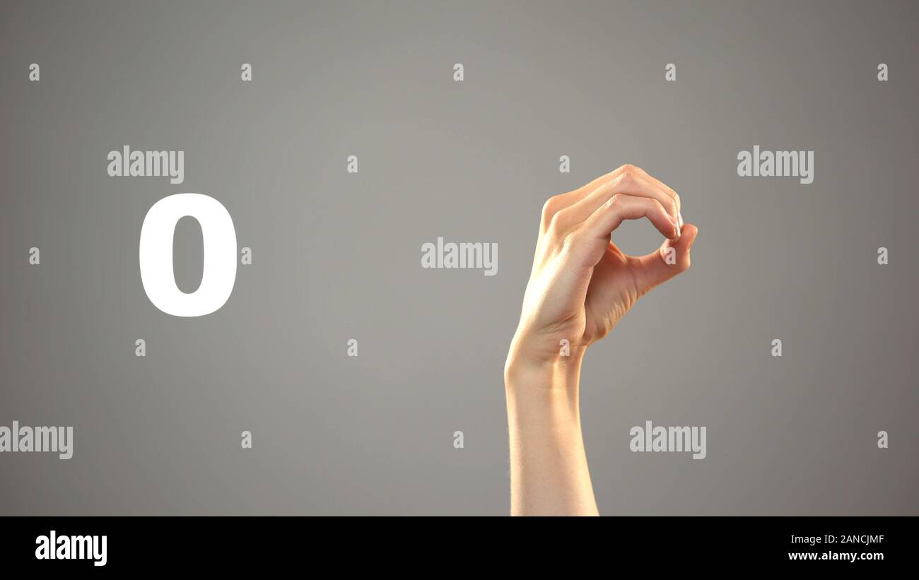Hand signing 0 in asl, number on background, sign language tutorial for ...