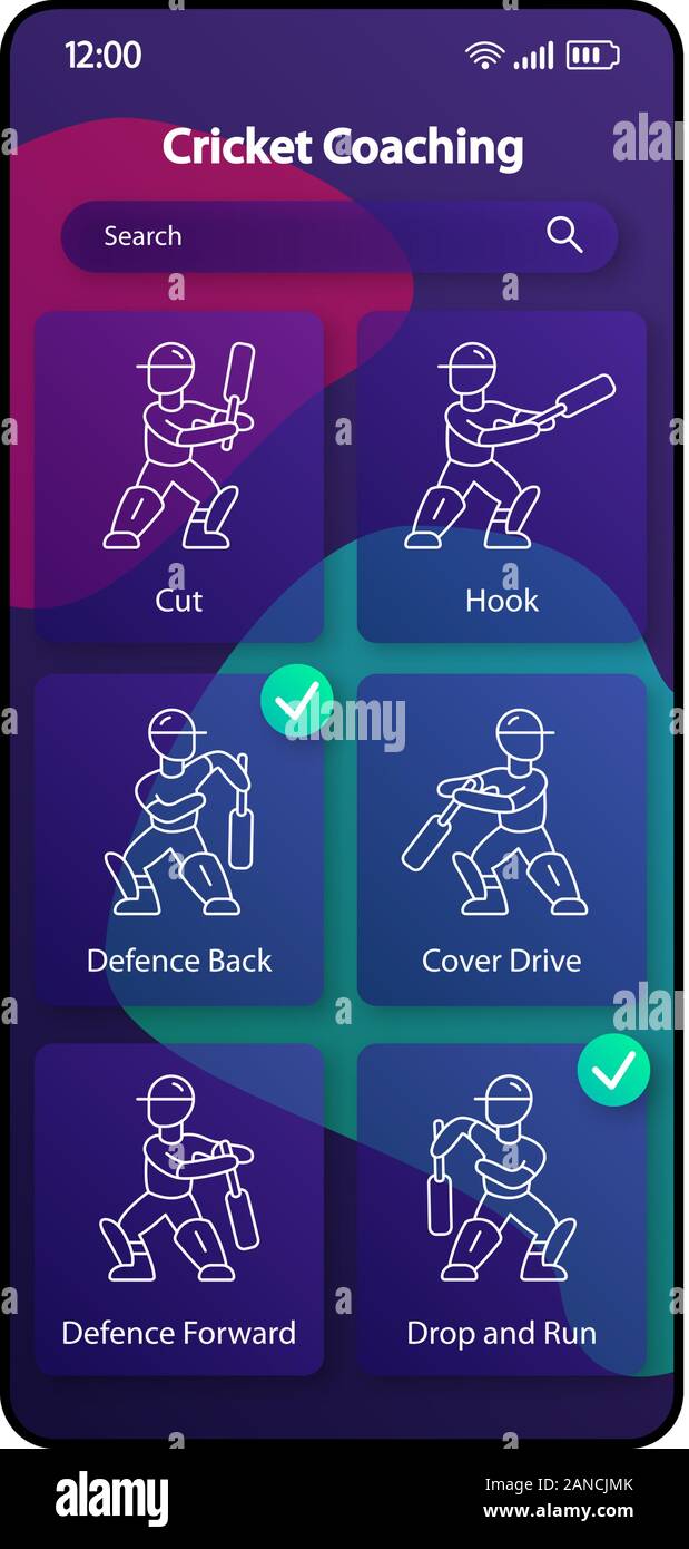 Cricket rules smartphone interface vector template. Mobile app page ...