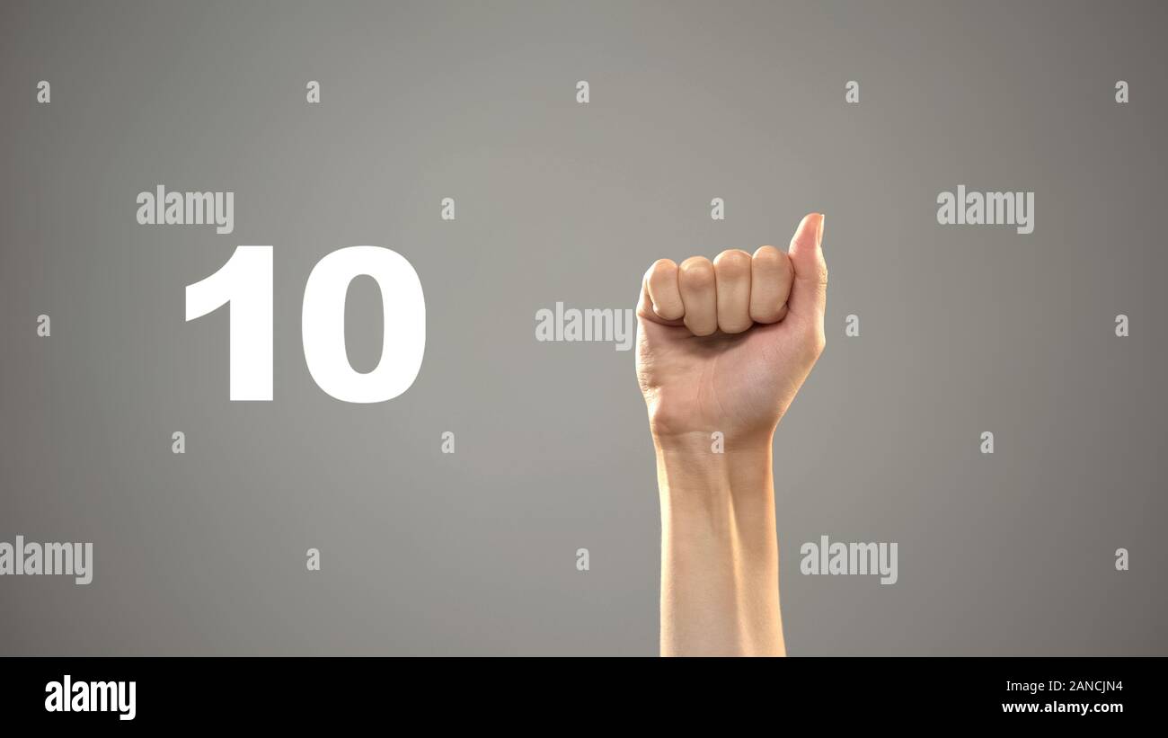 Hand signing 10 in asl, number on background, sign language tutorial ...