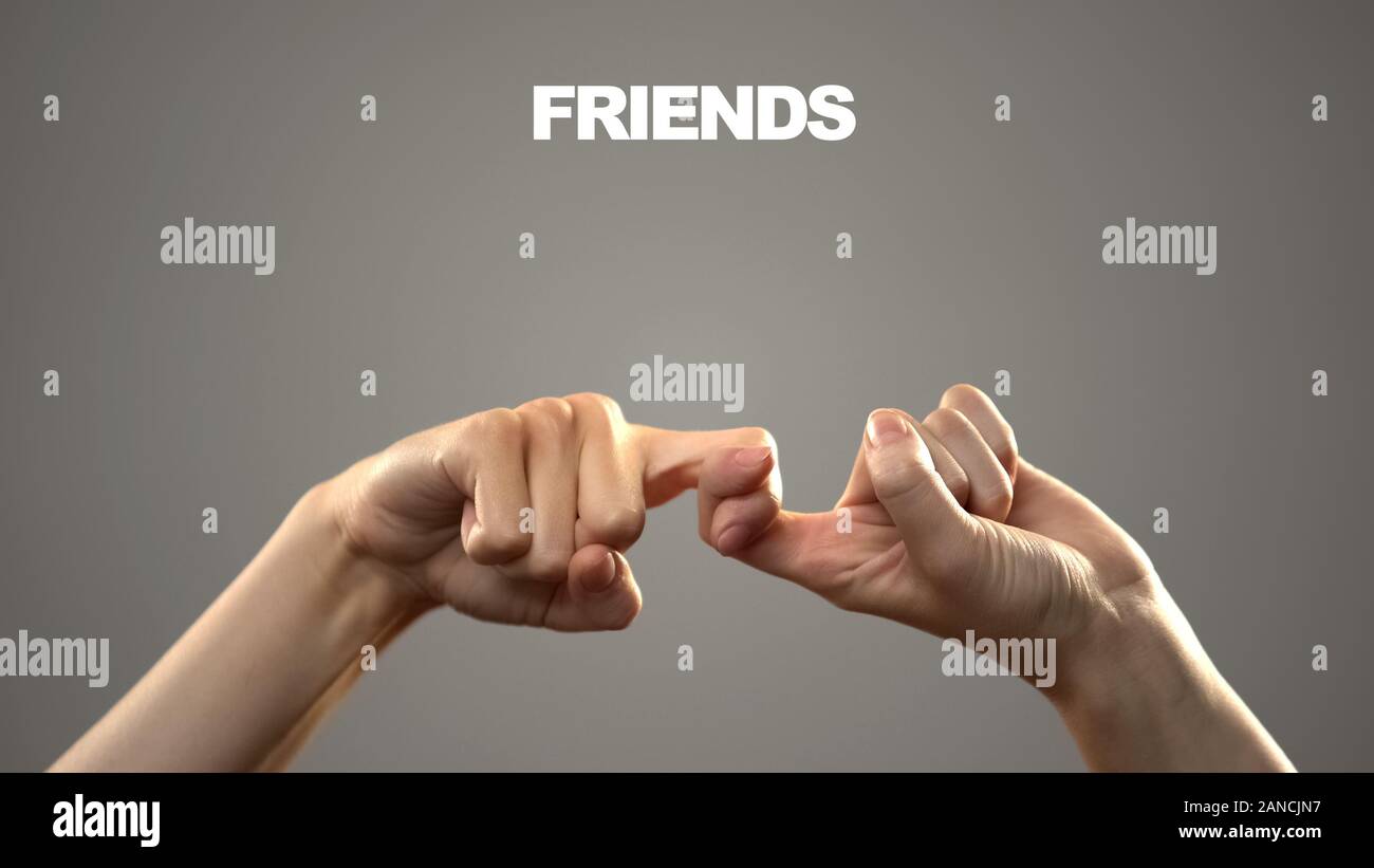 Hand signing friends in asl, text on background communication for deaf ...