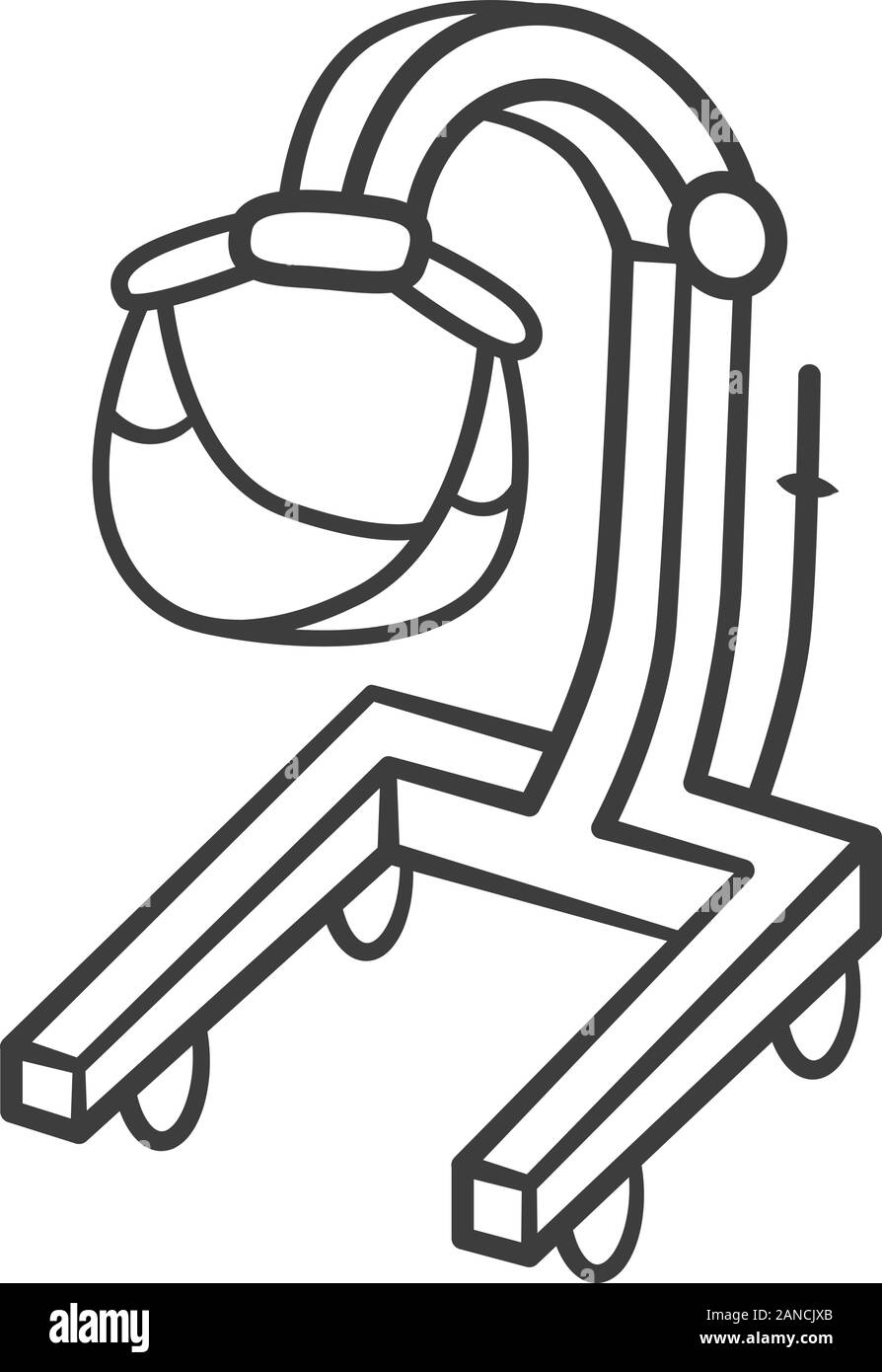 Patient lift linear icon. Physically disabled people lifter device ...