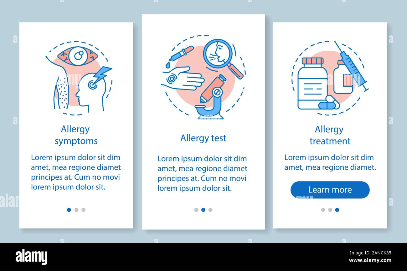 Allergy onboarding mobile app page screen with linear concepts ...