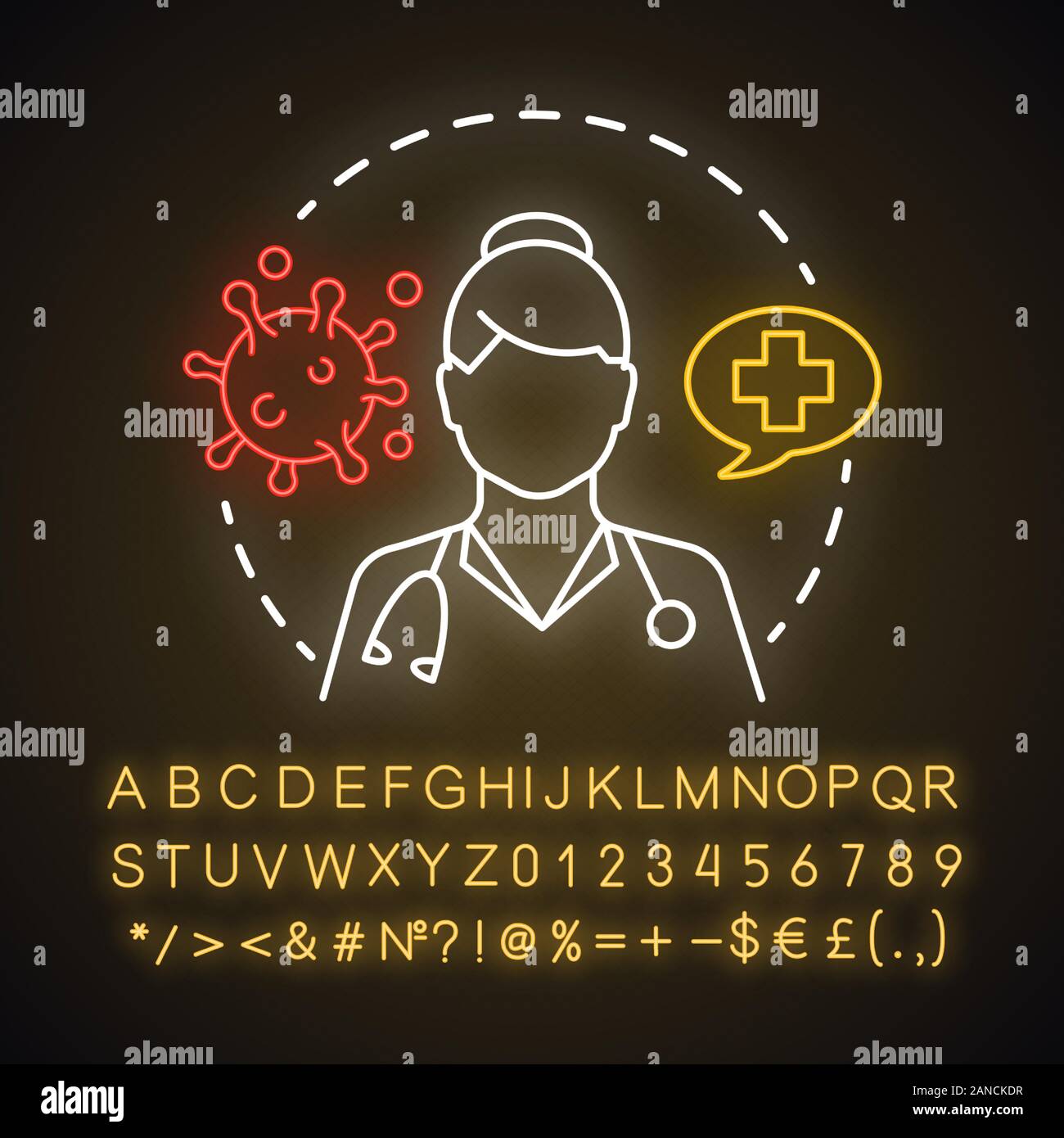 Allergy doctors neon light concept icon. Allergist, immunologist idea ...