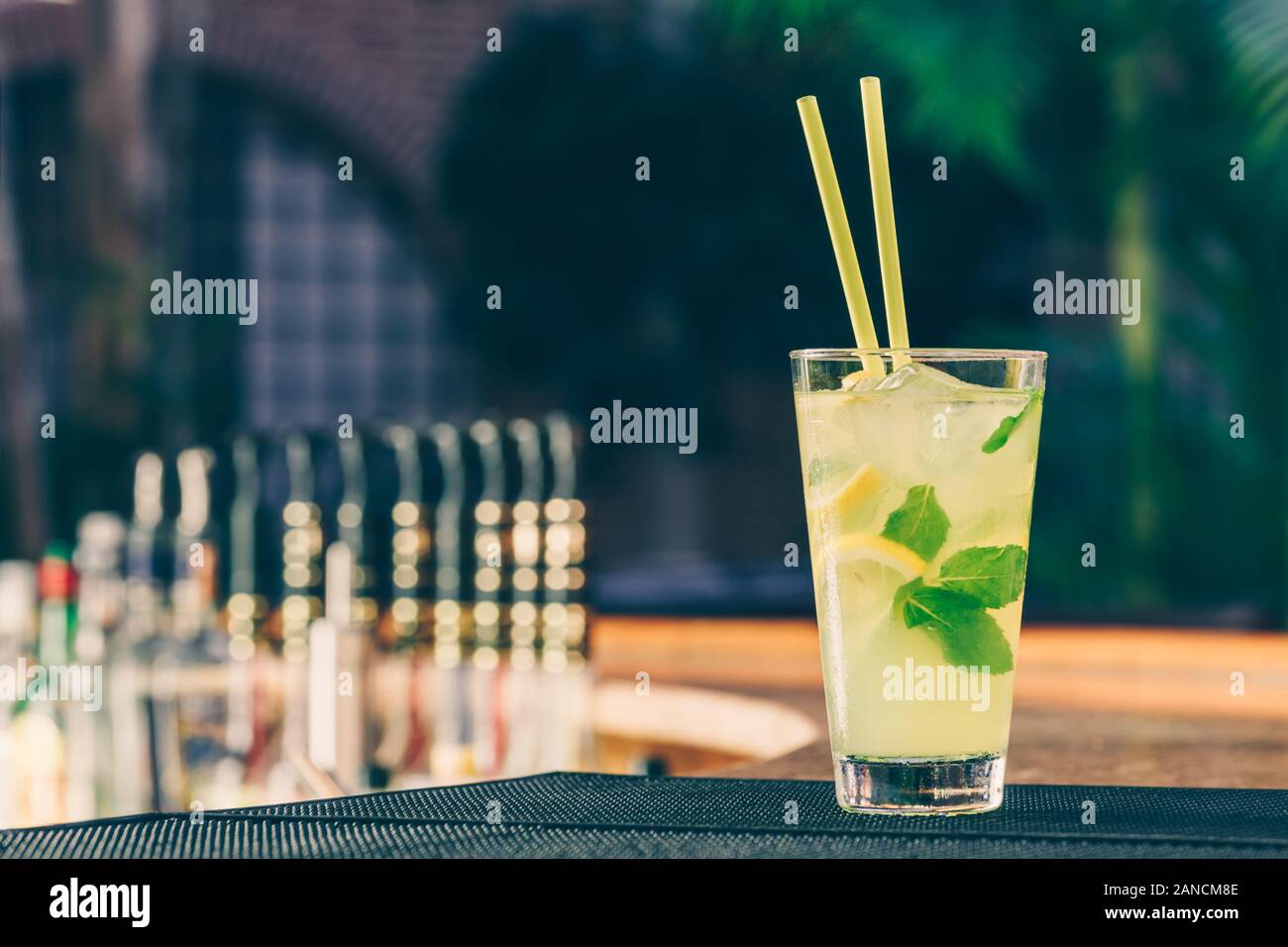 Lemonade at the bar stand. Luxury vacation concept. Horizontal Stock ...
