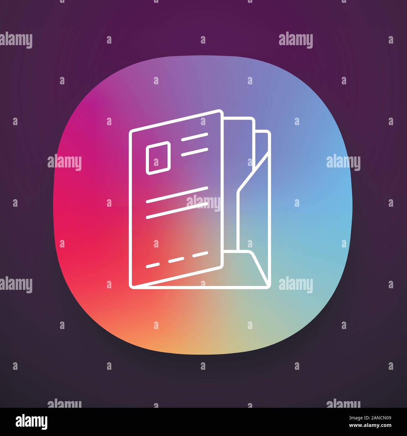 Document folder, paper case app icon. UI/UX user interface. Web or mobile application. Portfolio ...