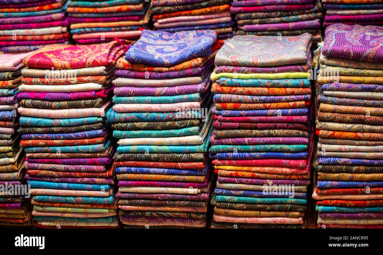 Examples of colorful fabric of various color and type Stock Photo - Alamy