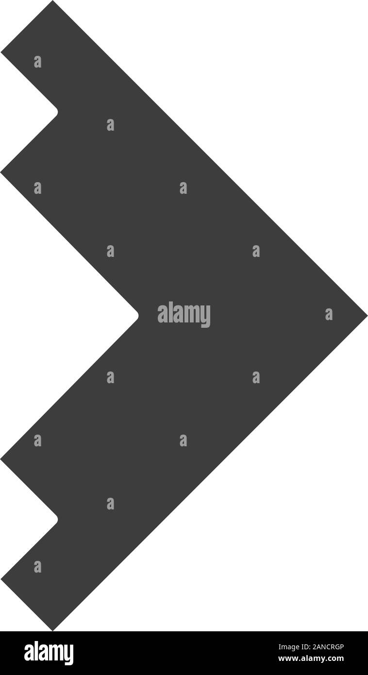 Right arrowhead glyph icon. Forward triangular arrow. Next. Navigation pointer. Motion indicator ...