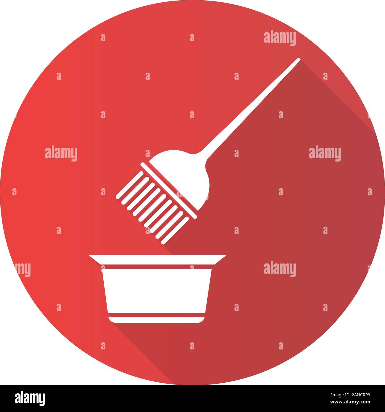 Hair coloring tools flat design long shadow glyph icon. Tint mixing ...