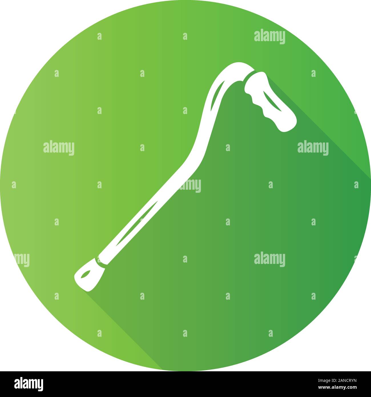 Walking cane, stick flat design long shadow glyph icon. Mobility aid ...