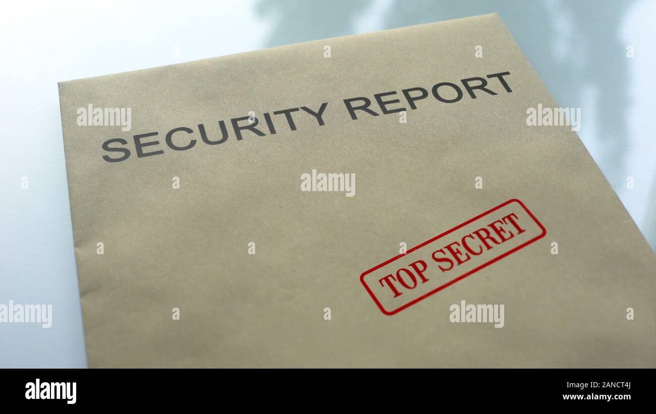 Security report top secret, seal stamped on folder with important ...
