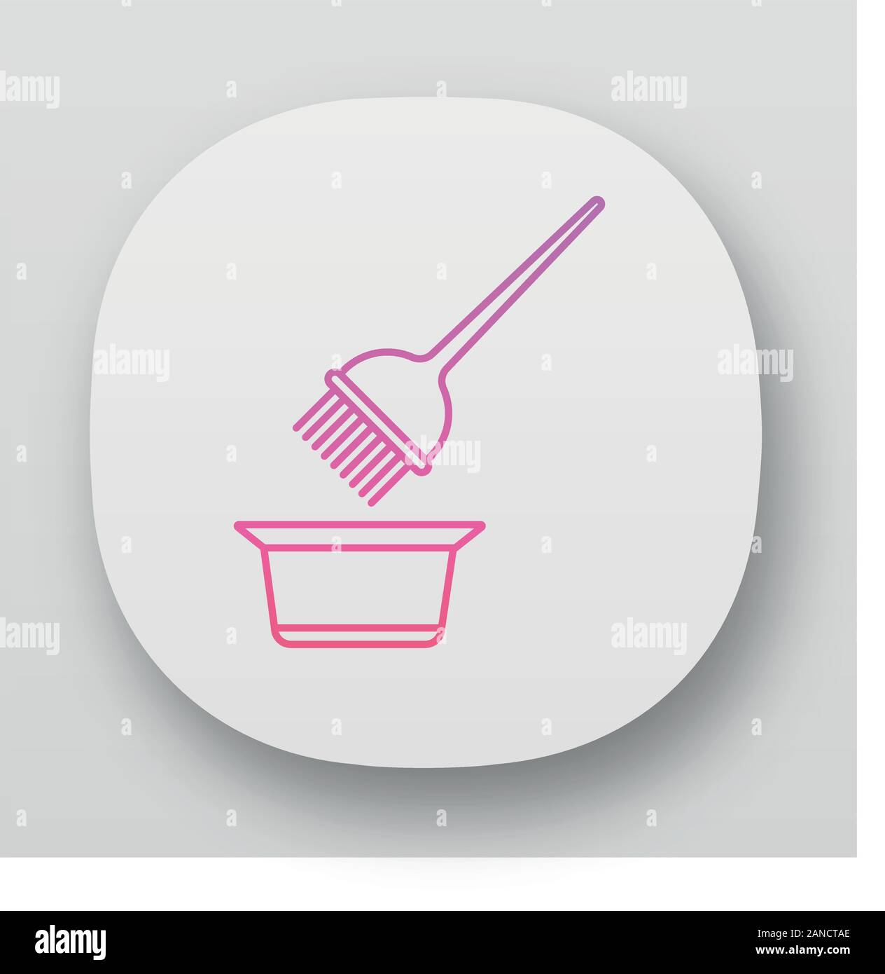 Hair coloring tools app icon. Tint mixing bowl and hair dye brush ...