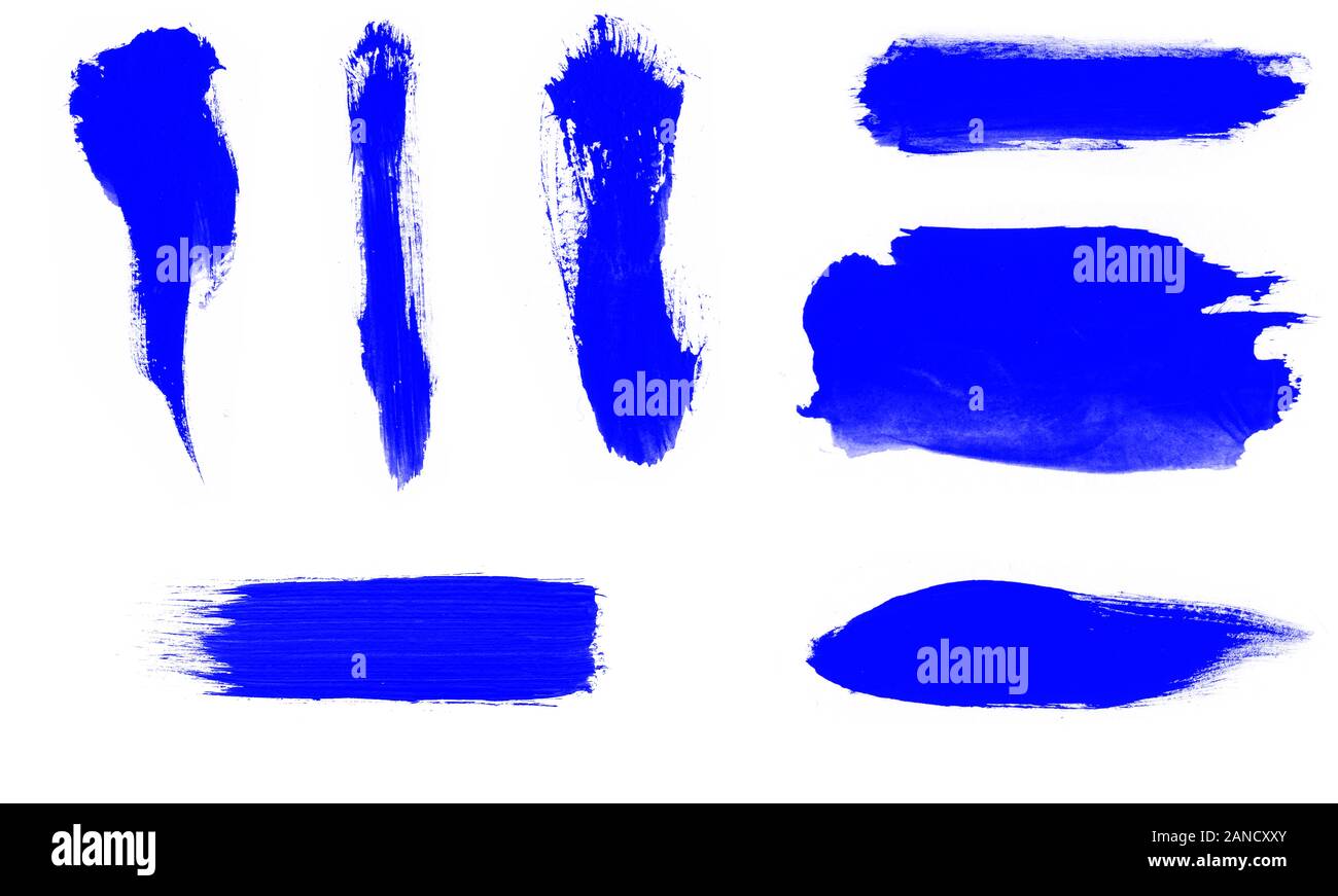 Set of blue paint brushes isolated on white background Stock Photo - Alamy