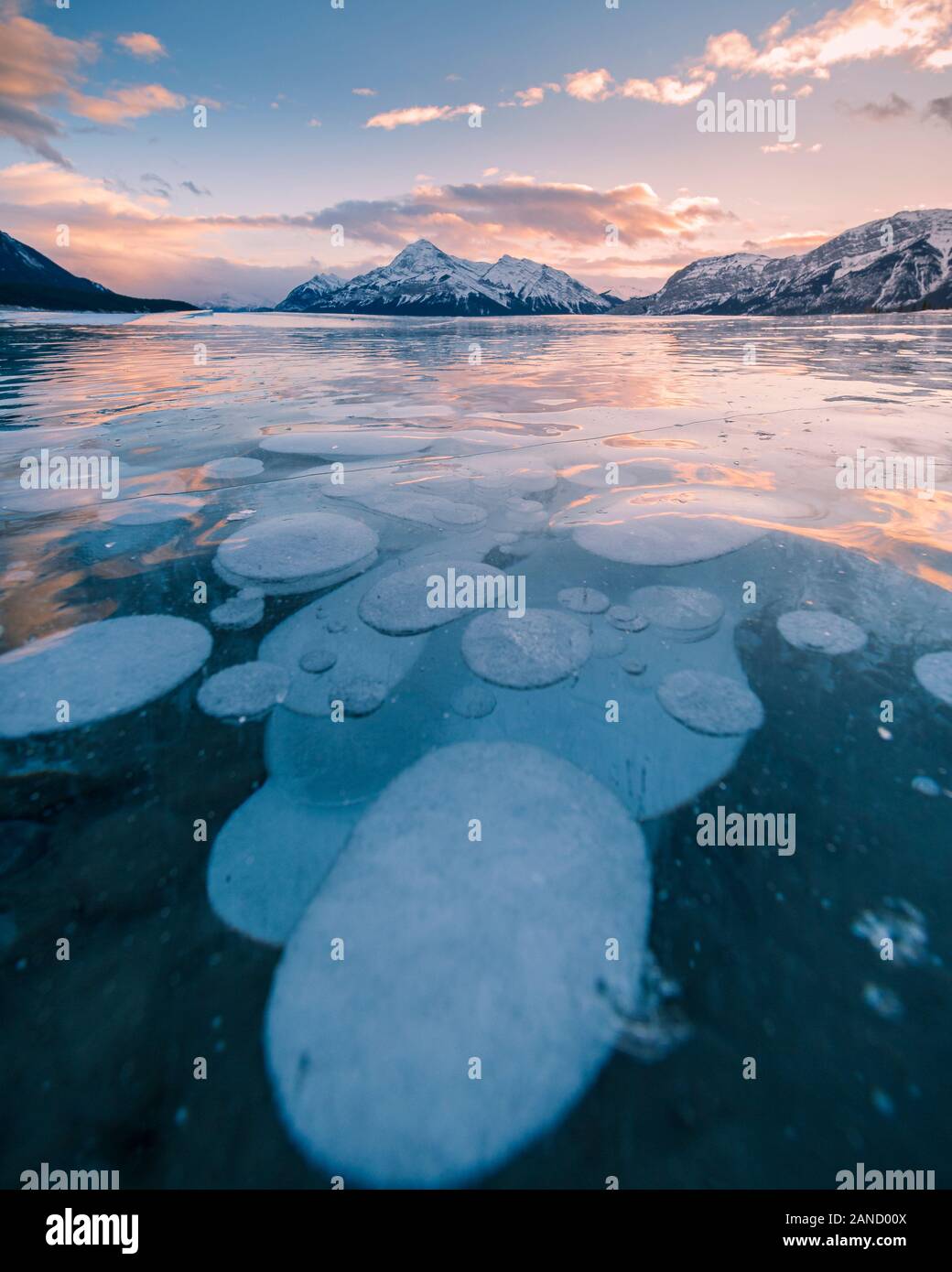 Frozen Methane Bubble in Abraham Lake, Clearwater County in Alberta ...