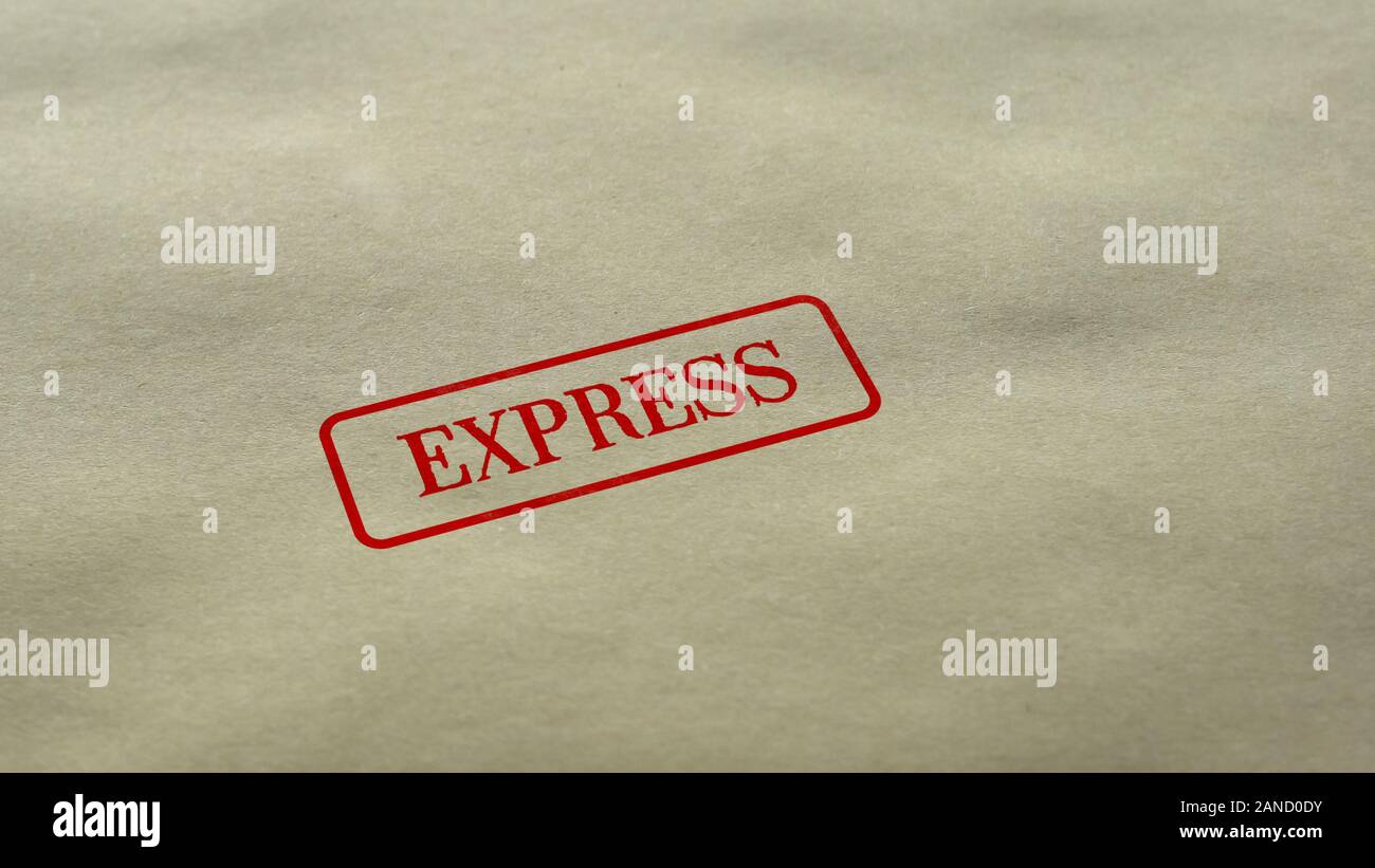 Express seal stamped on blank paper background, fast delivery service ...