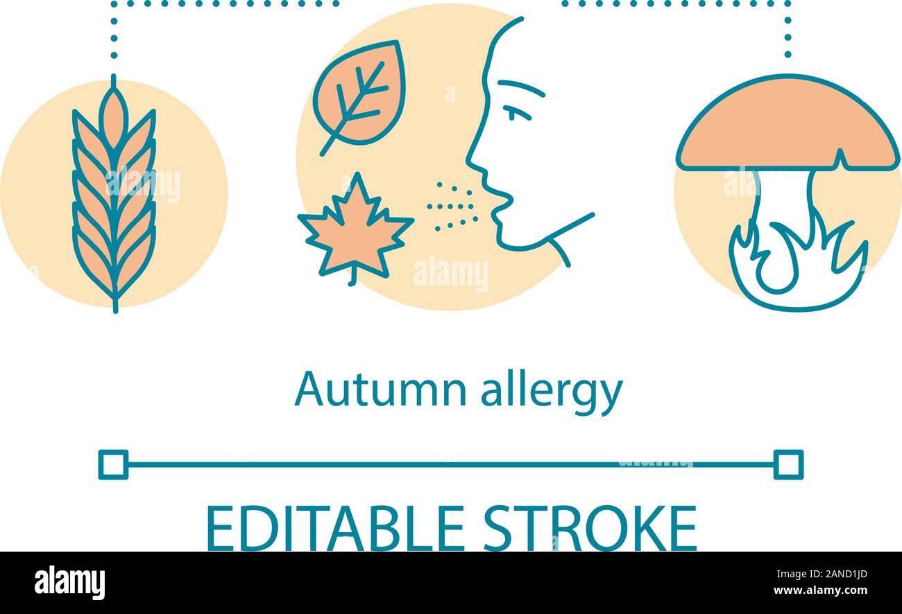 Autumn allergy concept icon. Seasonal allergic disease idea thin line ...