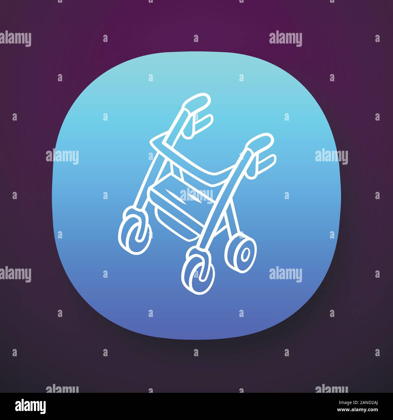 Rollator walker app icon. Mobility aid device for physically disabled ...