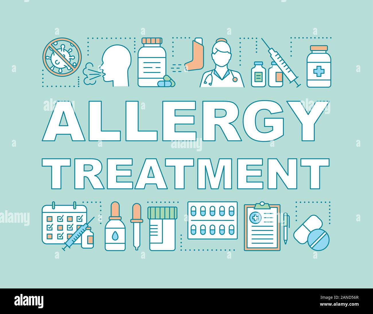 Allergy treatment word concepts banner. Allergic disease prevention ...
