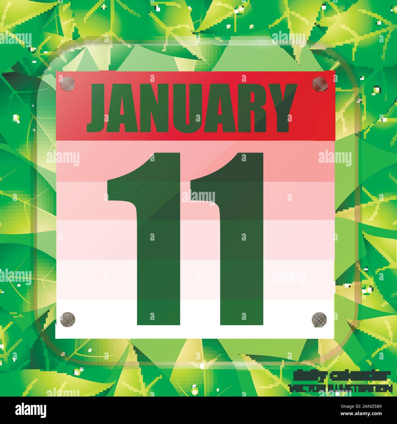January 11 icon. Calendar date for planning important day with green ...