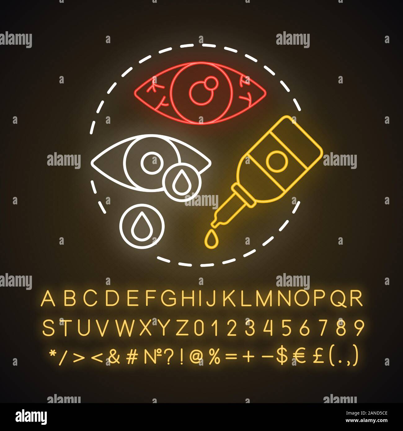 Eye allergies neon light concept icon. Allergic conjunctivitis idea ...