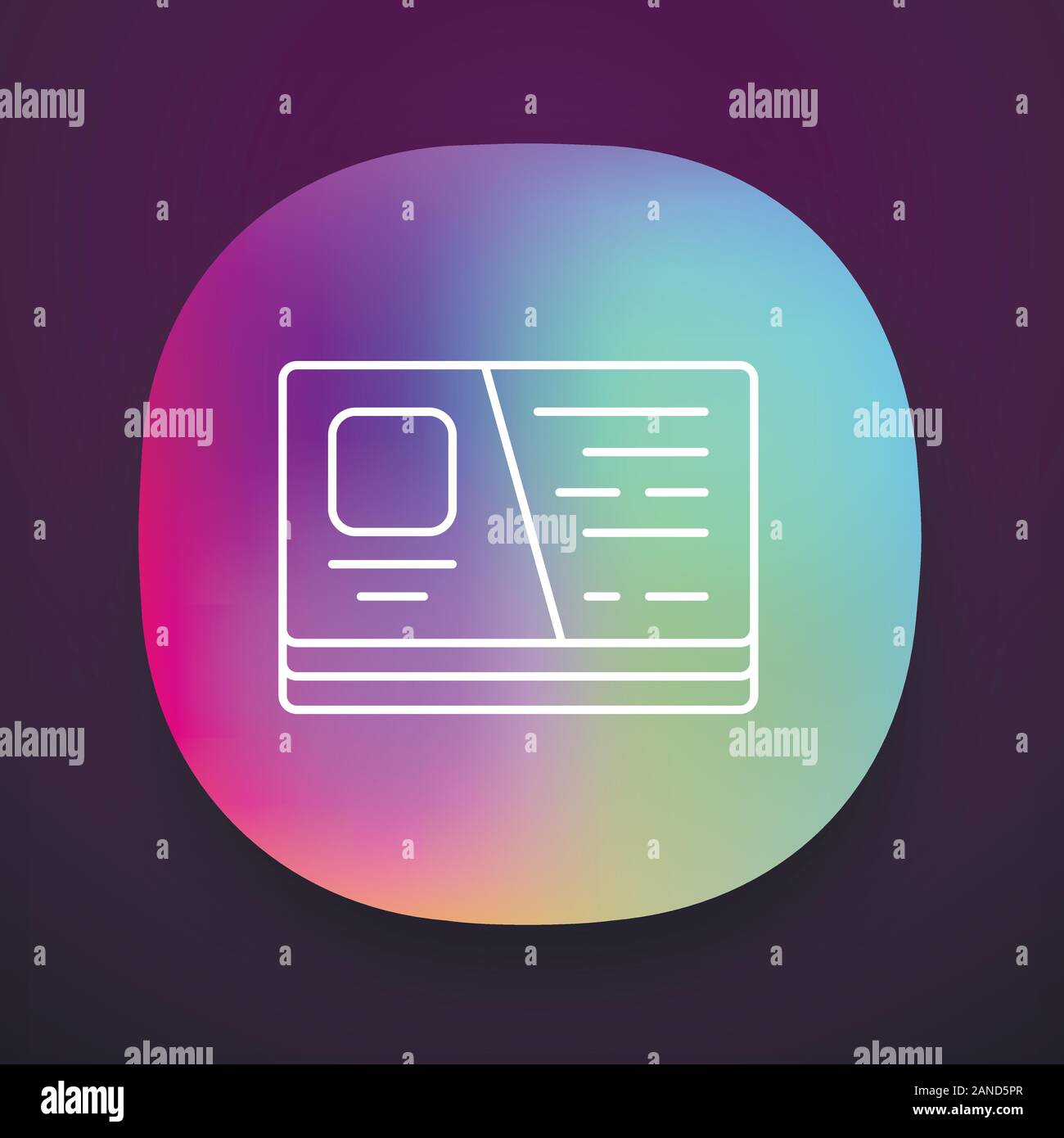 Business card, visiting cutaway app icon. UI/UX user interface. Web or mobile application ...